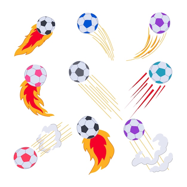 Premium Vector | Speed soccer ball set cartoon vector illustration Premium Vector | Speed soccer ball set cartoon vector illustration