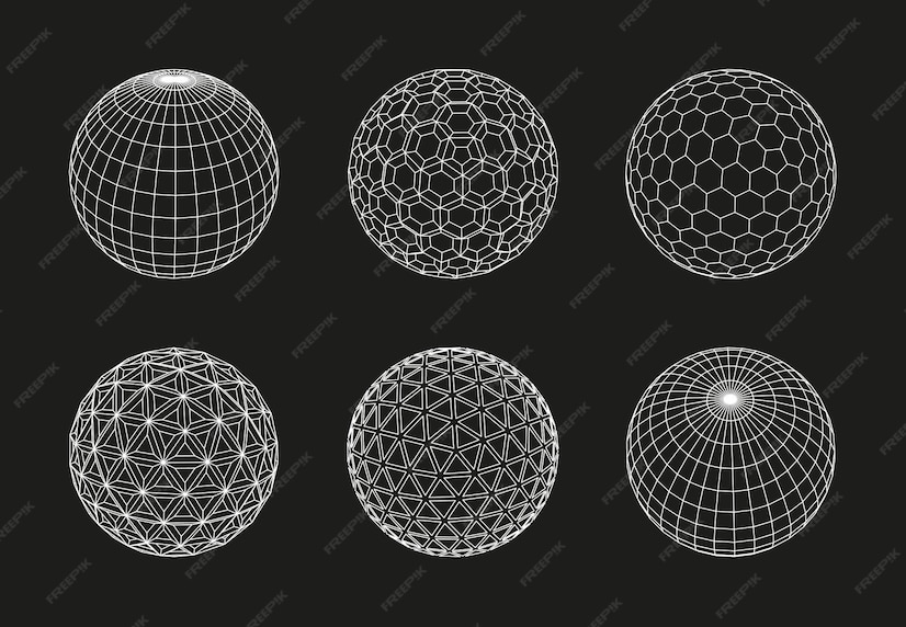 Premium Vector | Sphere grid 3D wireframe spheres line globe outline mesh Digital ball with ...