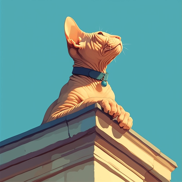 Premium Vector Sphynx Cat Sunbathing On A Balcony
