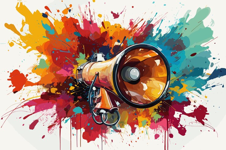 Premium Vector | Splatter paint vectorstyle image of super powers megaphone Premium Vector | Splatter paint vectorstyle image of super powers megaphone