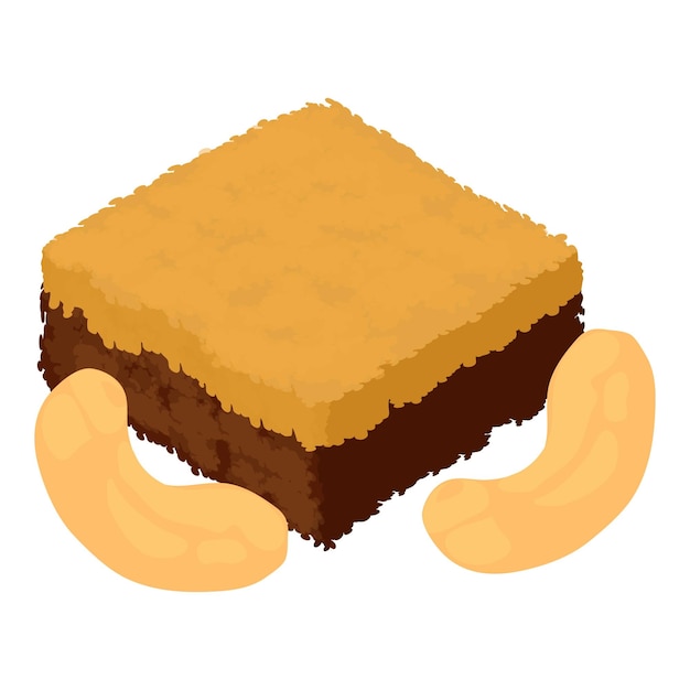 Premium Vector Sponge Cake Icon Isometric Vector Homemade Puff Sponge Cake And Cashew Nut Icon