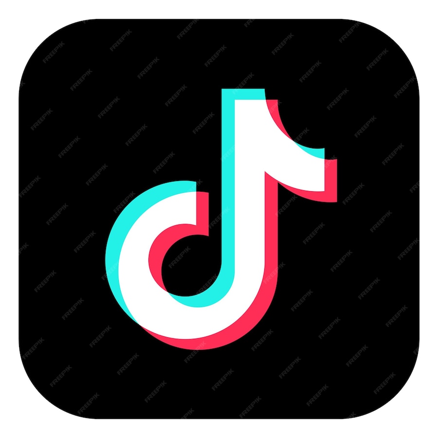 사각 Tiktok 로고 흰색 배경에 고립 프리미엄 벡터