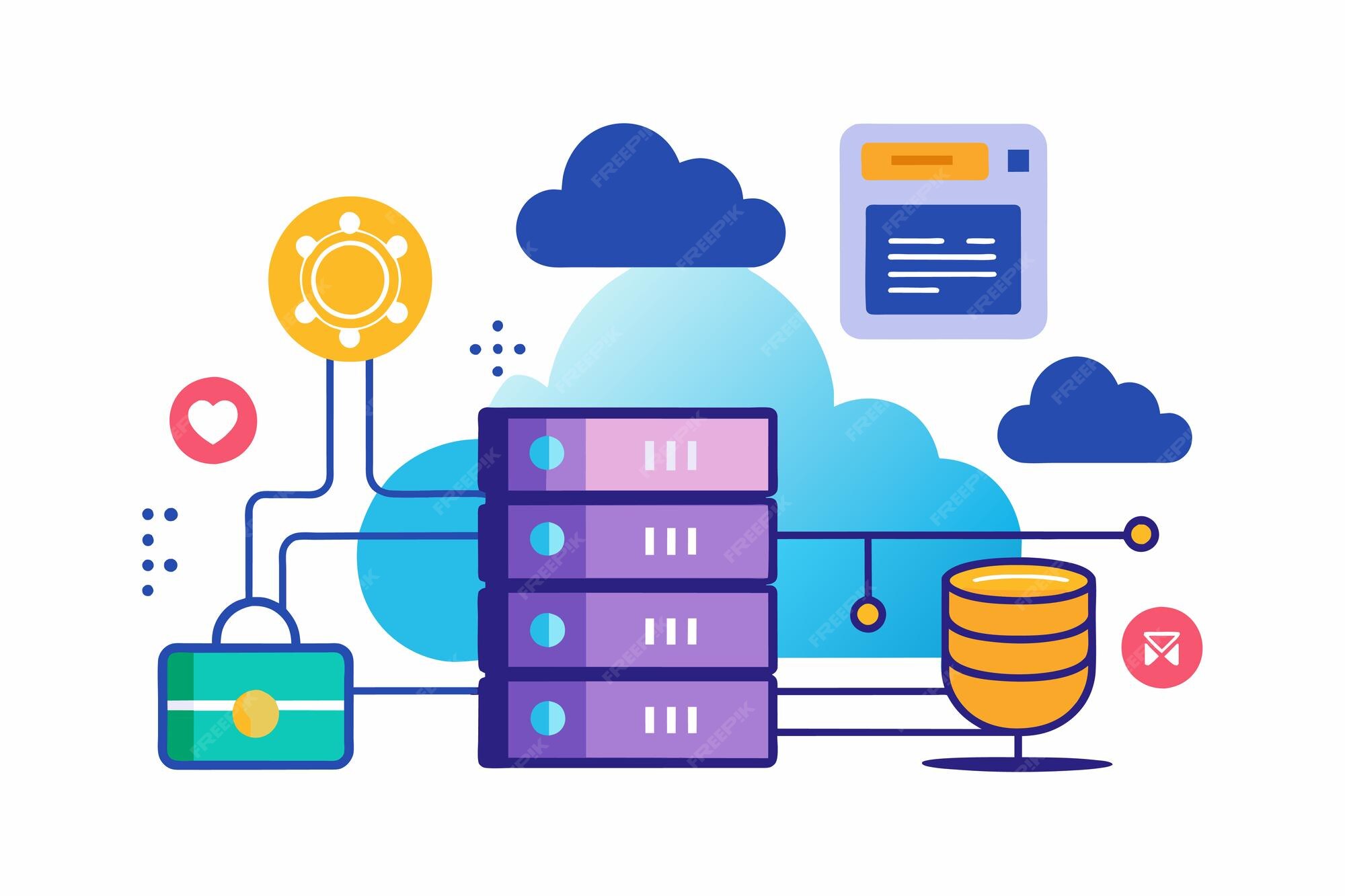 Premium Vector A Stack Of Data With A Cloud In The Background