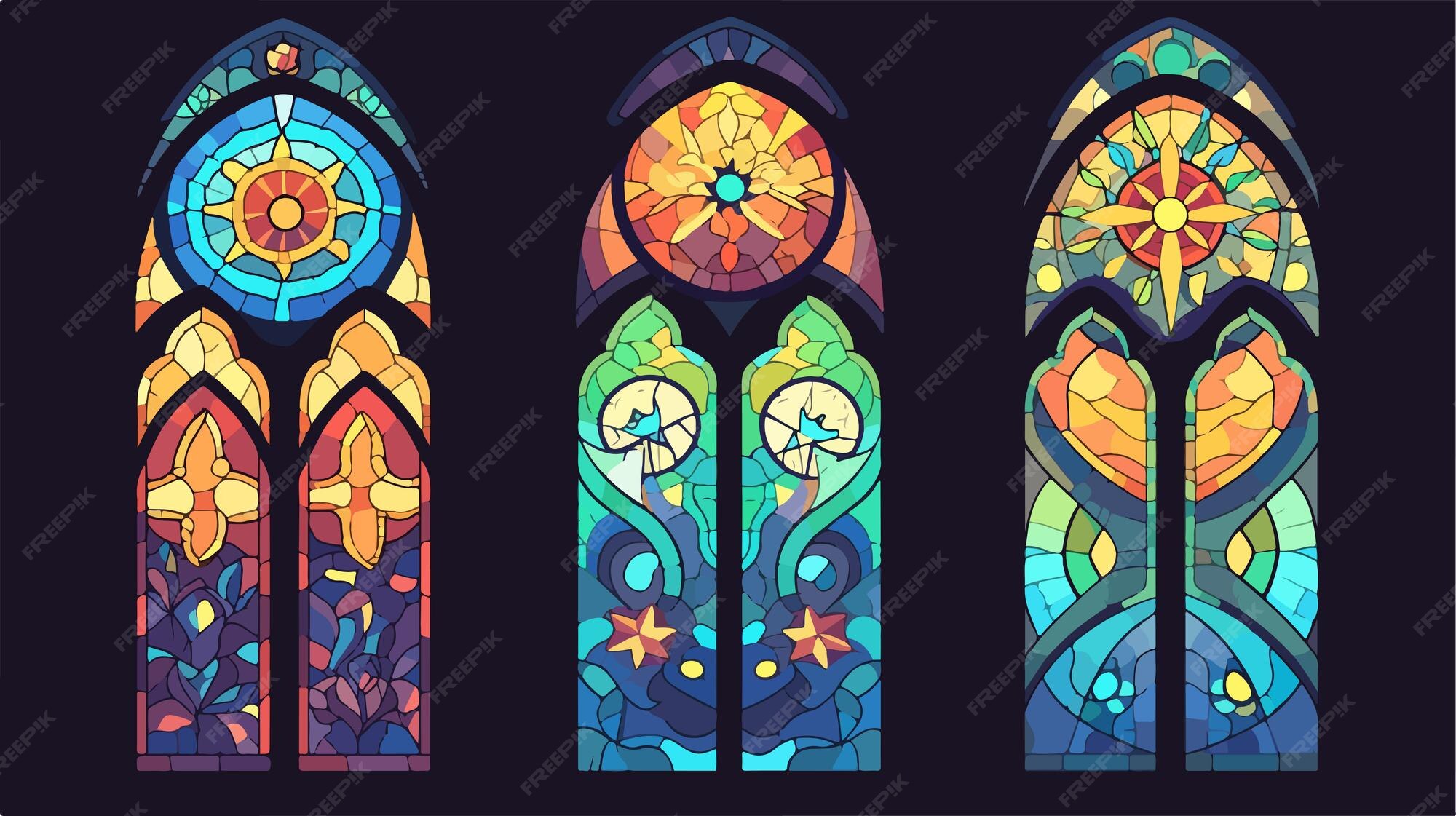 Premium Vector | Stained glass windows from the collection of stained ... Premium Vector | Stained glass windows from the collection of stained ...