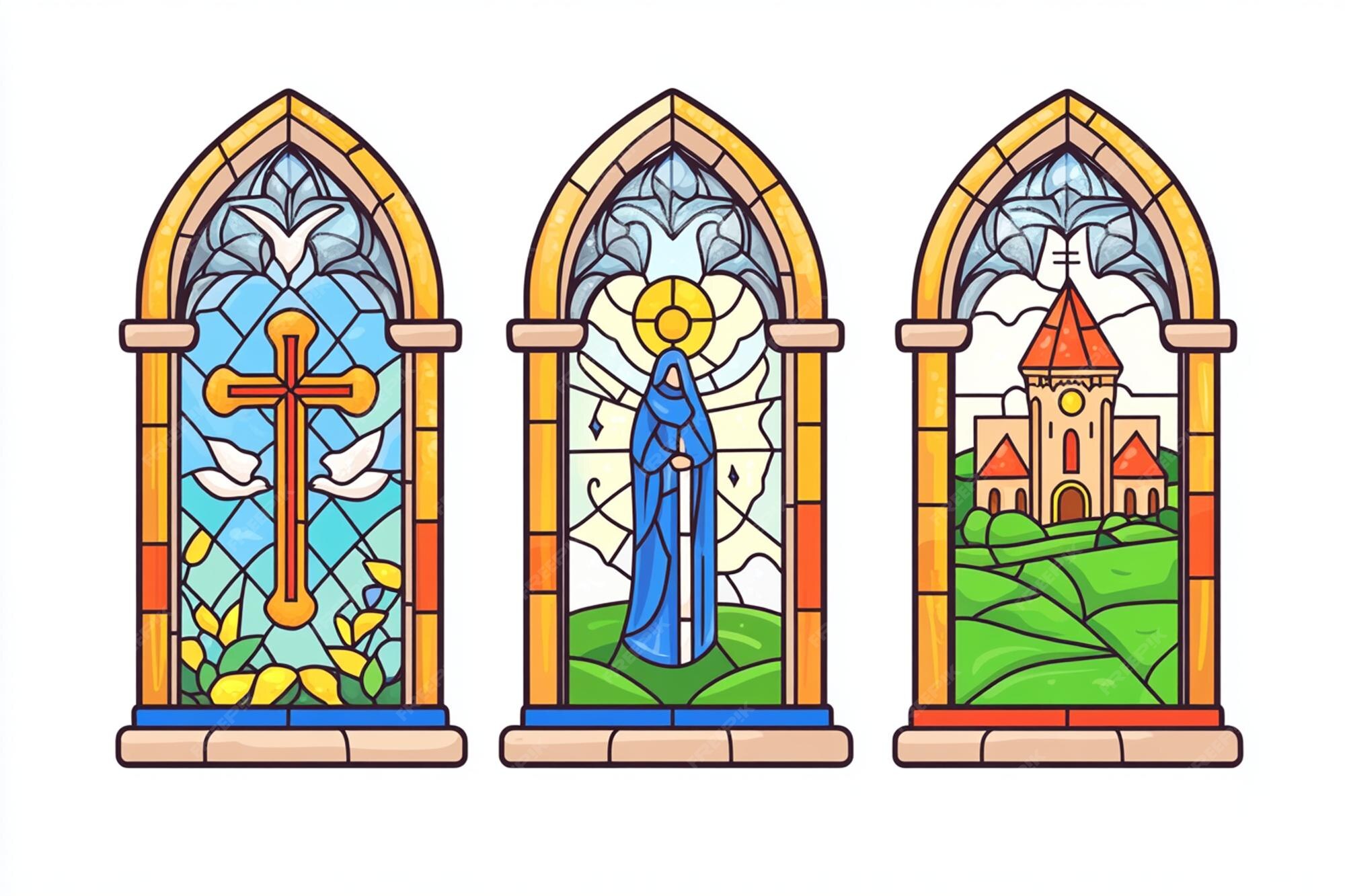 Stained Glass Windows in Vector Art | Premium AI-generated vector Stained Glass Windows in Vector Art | Premium AI-generated vector