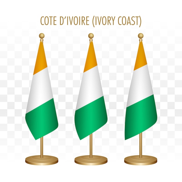 Premium Vector Standing Flag Of Ivory Coast Cote Divoire 3d Vector