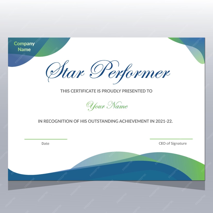 Premium Vector | Star performer certificate template Premium Vector | Star performer certificate template