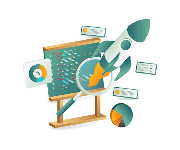 Premium Vector | Startup rocket programmer code Premium Vector | Startup rocket programmer code