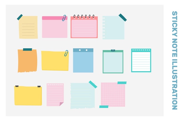 Premium Vector | Sticky note illustration set Premium Vector | Sticky note illustration set