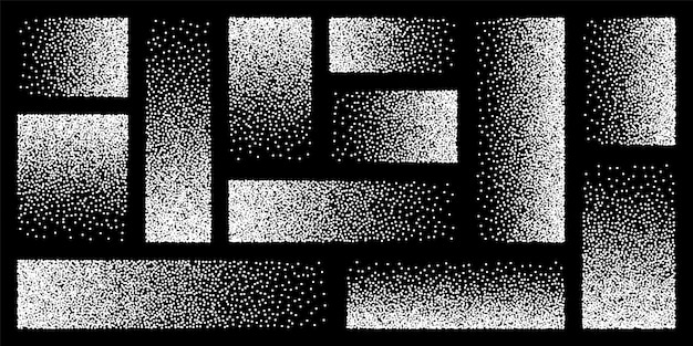 Premium Vector | Stipple pattern dotted rectangular design elements stippling dotwork drawing ...