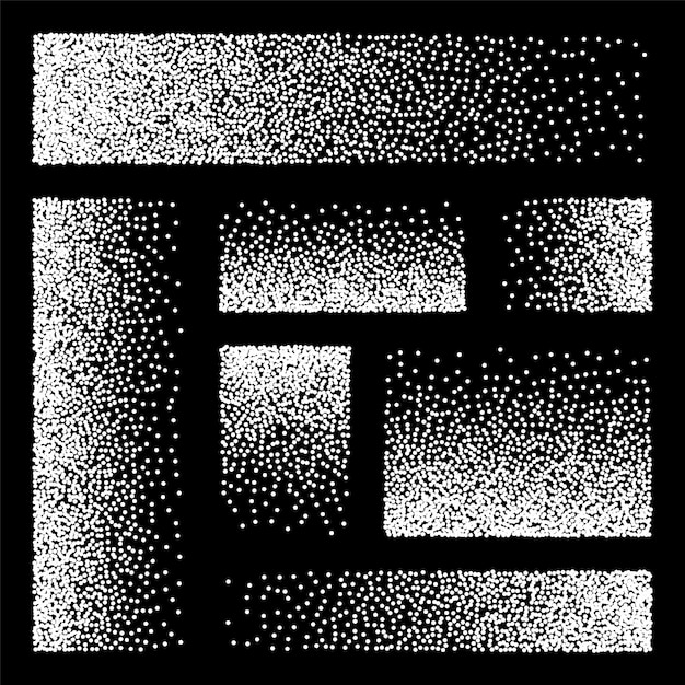 Premium Vector | Stipple pattern dotted rectangular design elements stippling dotwork drawing ...