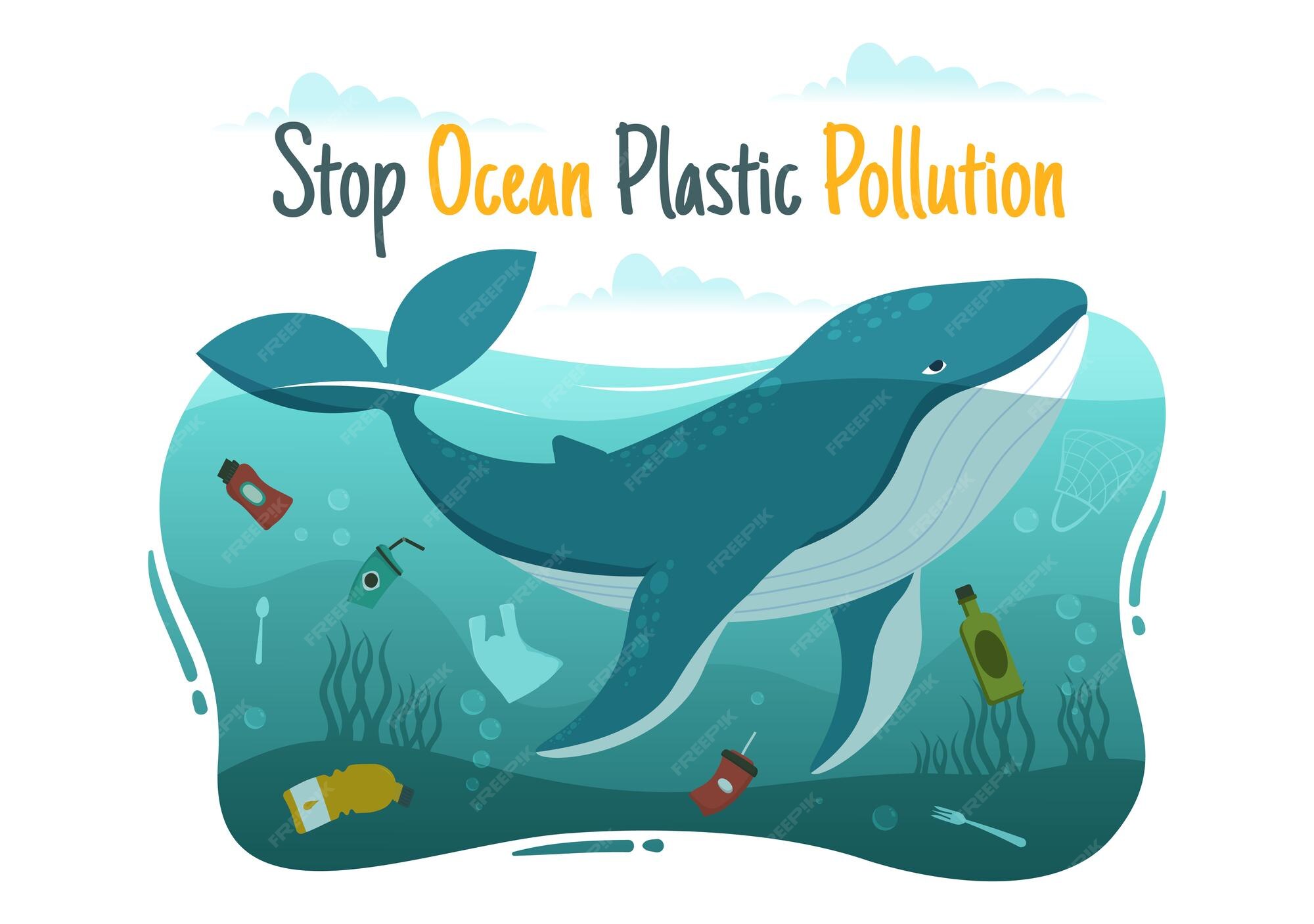 Premium Vector Stop Ocean Plastic Pollution Illustration With Trash