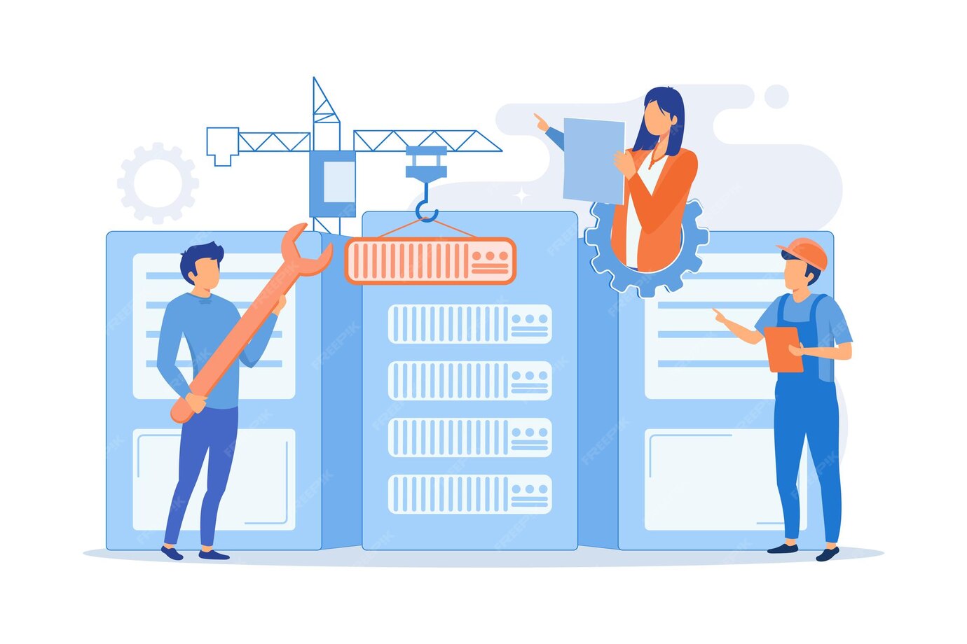 Premium Vector | Structuring data in the center big data engineering ...