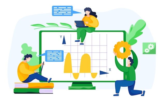 Premium Vector | Students study economic statistics remotely online ... Premium Vector | Students study economic statistics remotely online ...