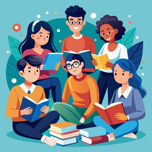 Premium Vector | Students studying flat vector illustration Premium Vector | Students studying flat vector illustration