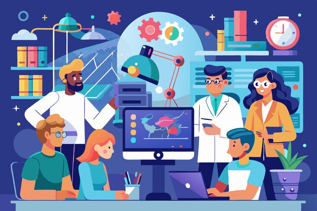 Students Using AI Algorithms to Analyze Complex Datasets Vector ... Students Using AI Algorithms to Analyze Complex Datasets Vector ...