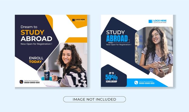 Premium Vector | Study abroad social media post design template Premium Vector | Study abroad social media post design template