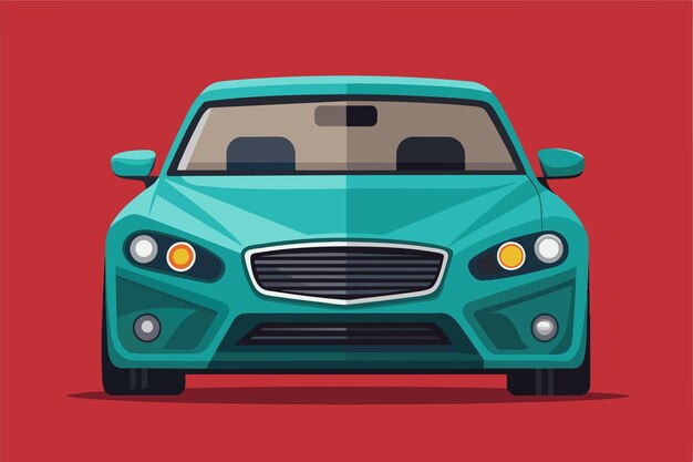 A stylish turquoise car stands prominently in front with a bright red ... A stylish turquoise car stands prominently in front with a bright red ...