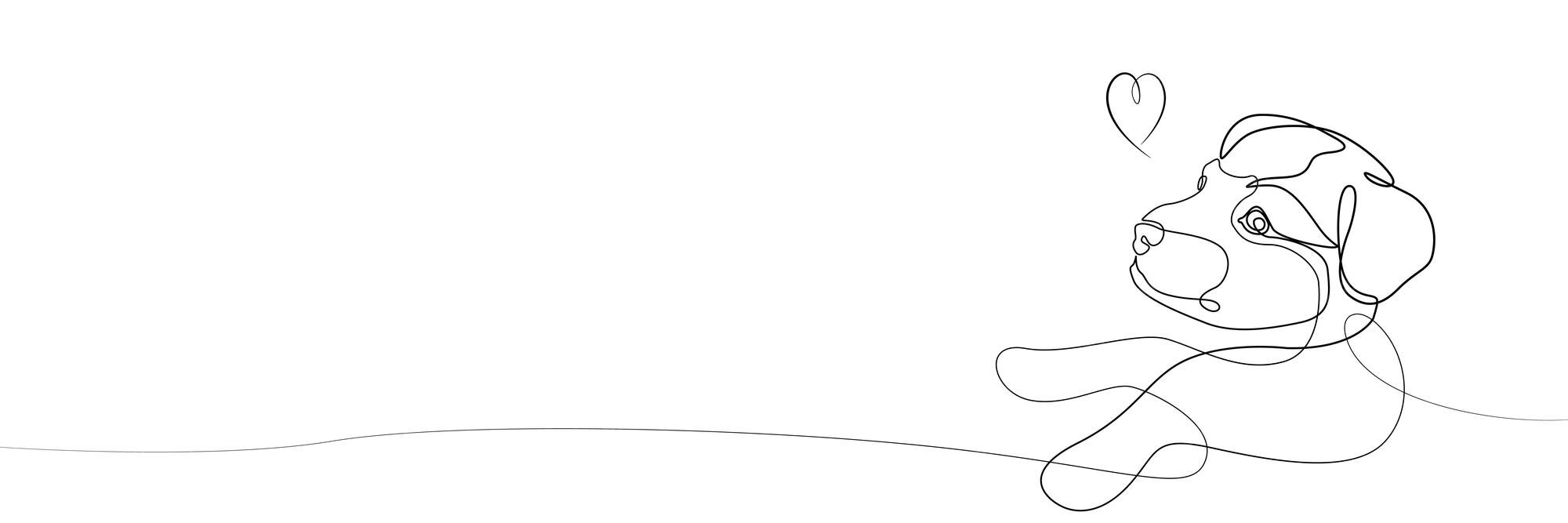 Premium Vector | Stylized puppy and heart vector line drawing one line ... Premium Vector | Stylized puppy and heart vector line drawing one line ...