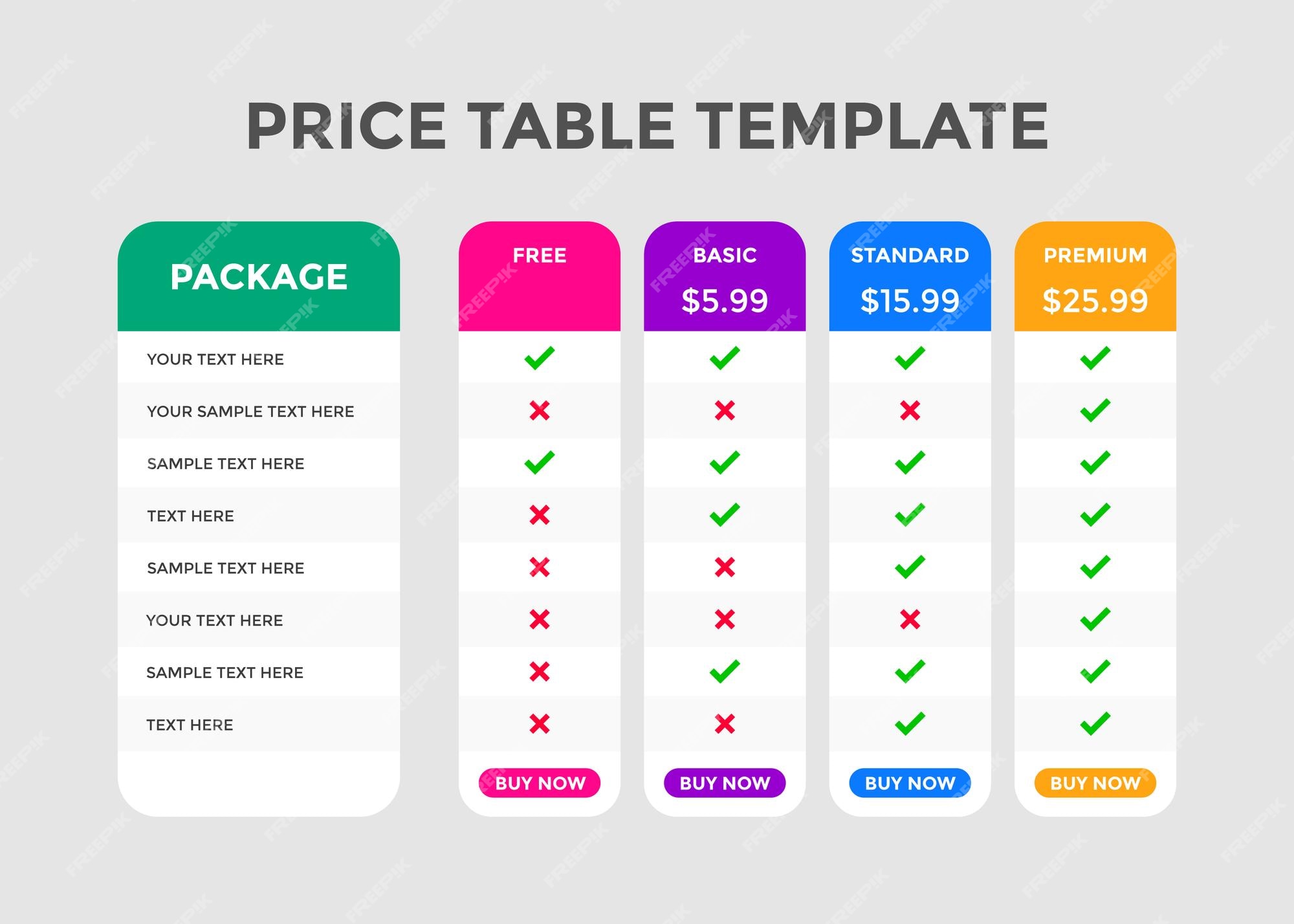 Premium Vector | Subscription Package Pricing Comparison. business ... Premium Vector | Subscription Package Pricing Comparison. business ...
