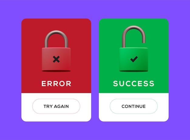 Premium Vector | Success and Error access popup window ui banner vector ... Premium Vector | Success and Error access popup window ui banner vector ...