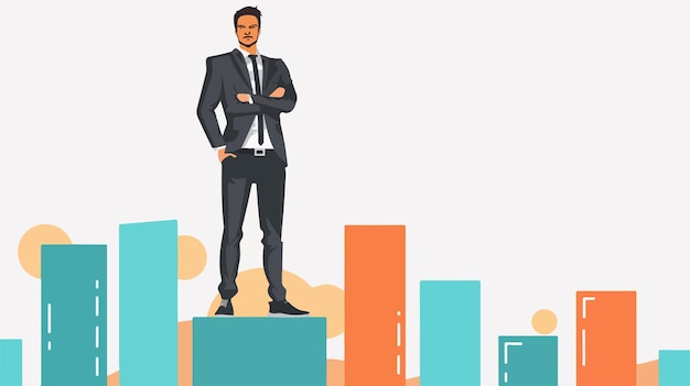 Successful Businessman Standing on Drawn Graph Bars | Premium AI ... Successful Businessman Standing on Drawn Graph Bars | Premium AI ...