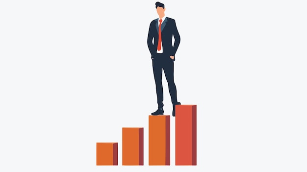 Successful businessman standing graph bar flat style | Premium AI ... Successful businessman standing graph bar flat style | Premium AI ...