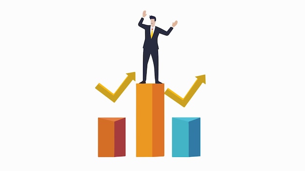 Successful businessman standing graph bar flat style | Premium AI ... Successful businessman standing graph bar flat style | Premium AI ...