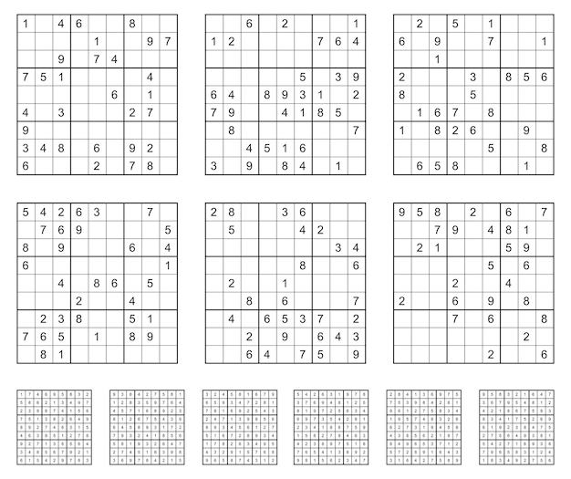 Premium Vector Sudoku Game Set With Answers