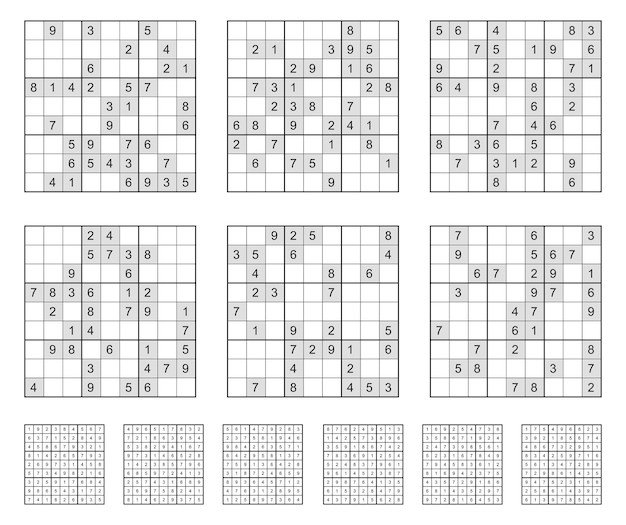 Premium Vector Sudoku Game Set With Answers
