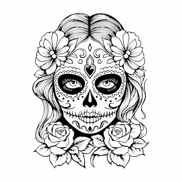 Sugar Skull Day Of The Dead Women Vector Premium Ai Generated Vector