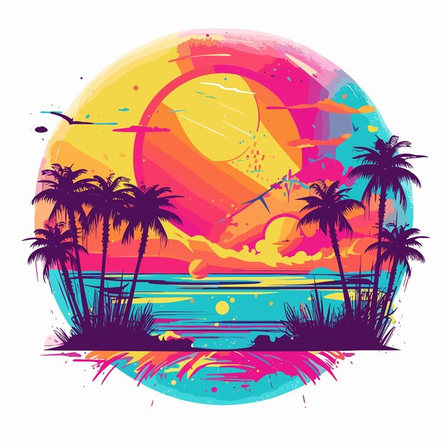 Premium Vector Summer Beach Illustration Graphic For T Shirt Design