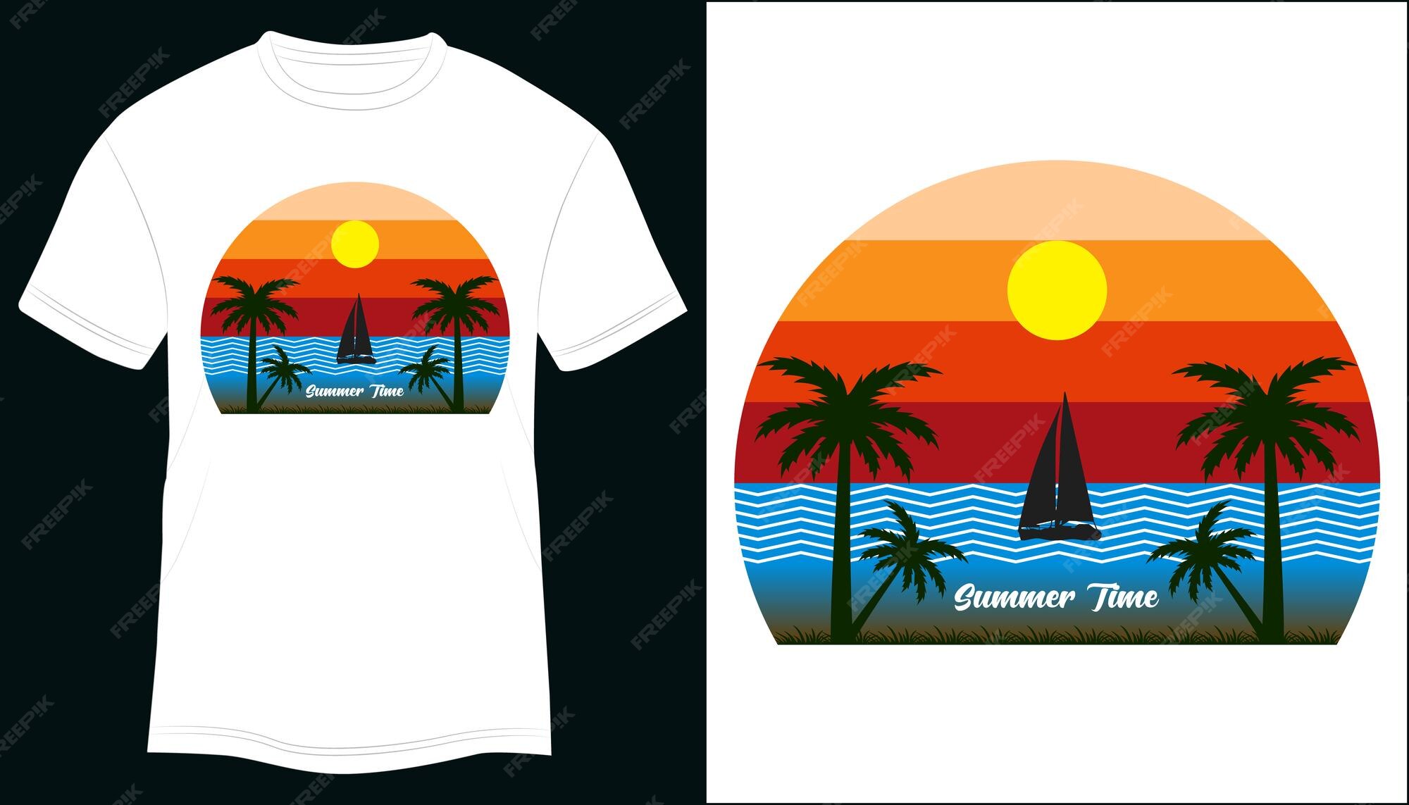 Premium Vector Summer Beach Illustration T Shirt Design Vector