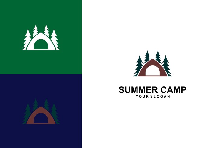 Premium Vector Summer Camp Logo Design And Icons