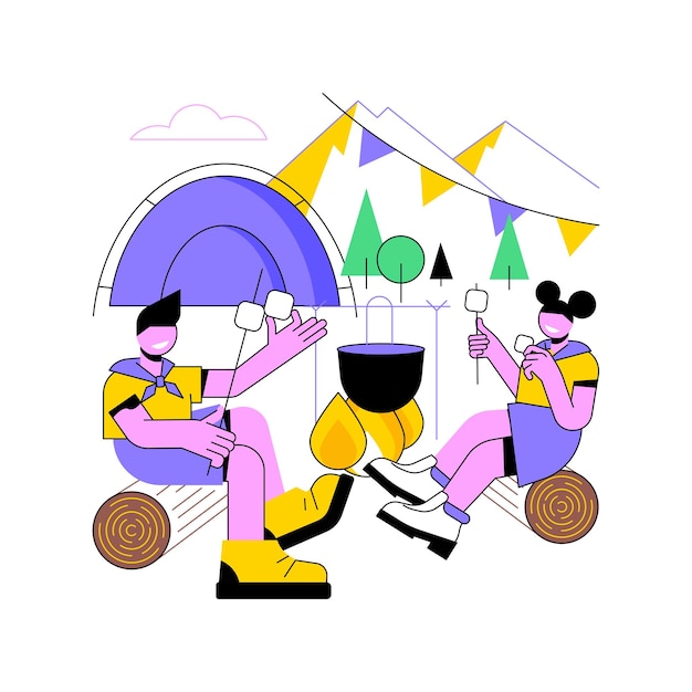 Premium Vector Summer Camping Abstract Concept Vector Illustration