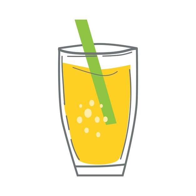 Premium Vector | Summer drink lemonade in glass with straw Premium Vector | Summer drink lemonade in glass with straw