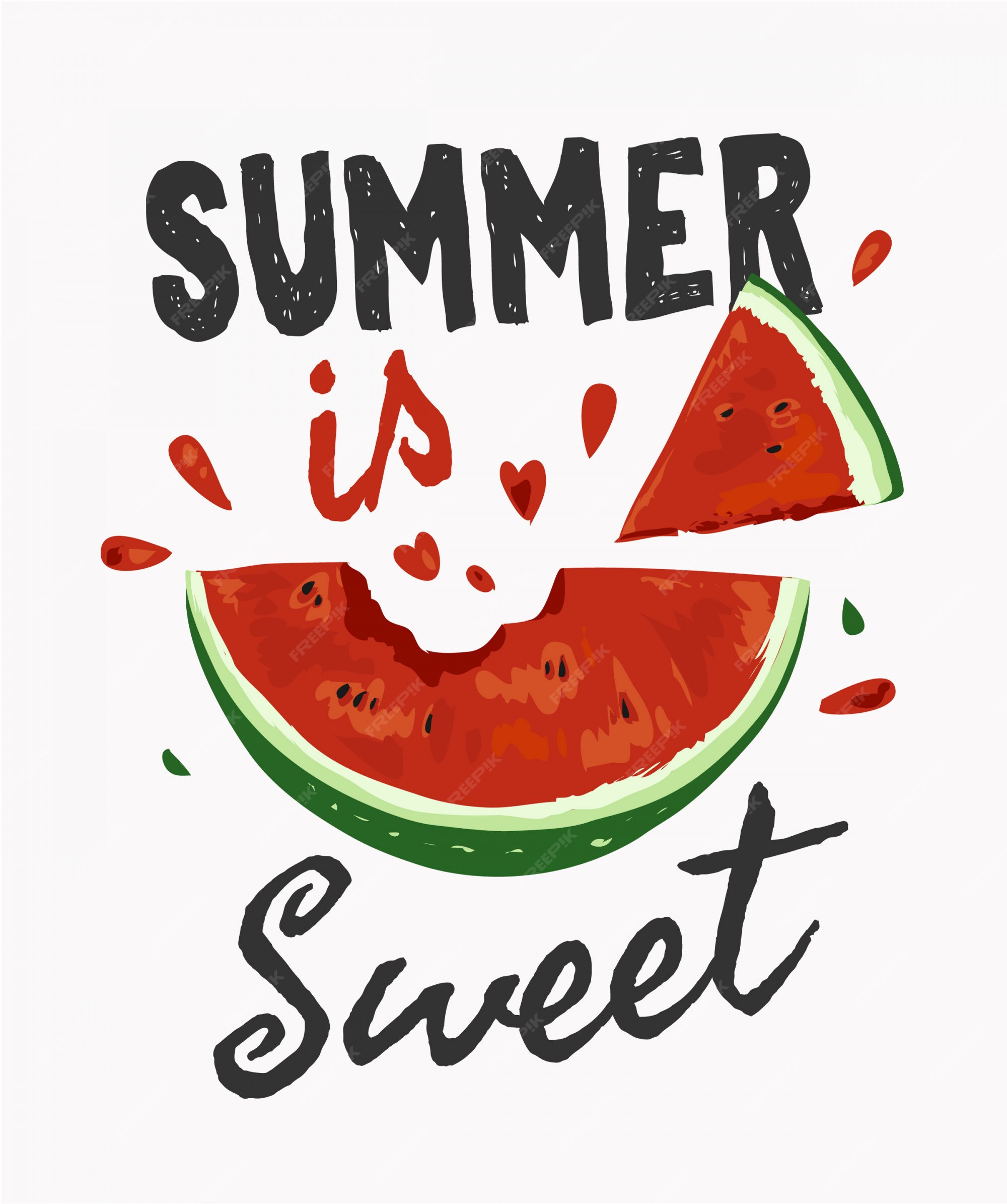 Premium Vector Summer Slogan With Bitten Watermelon Illustration