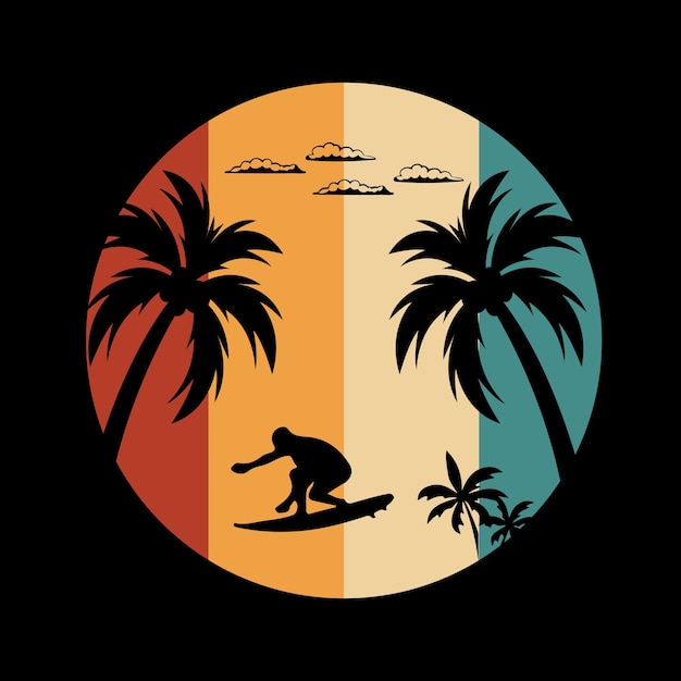 Premium Vector Summer Tshirt Design Vector Sunset Retro Vintage