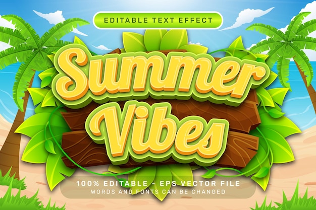 Premium Vector Summer Vibes 3d Text Effect And Editable Text Effect