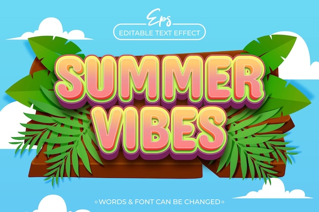 Premium Vector Summer Vibes Editable Text Effect Template