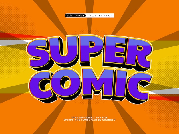 Premium Vector | Super comic editable text effect Premium Vector | Super comic editable text effect