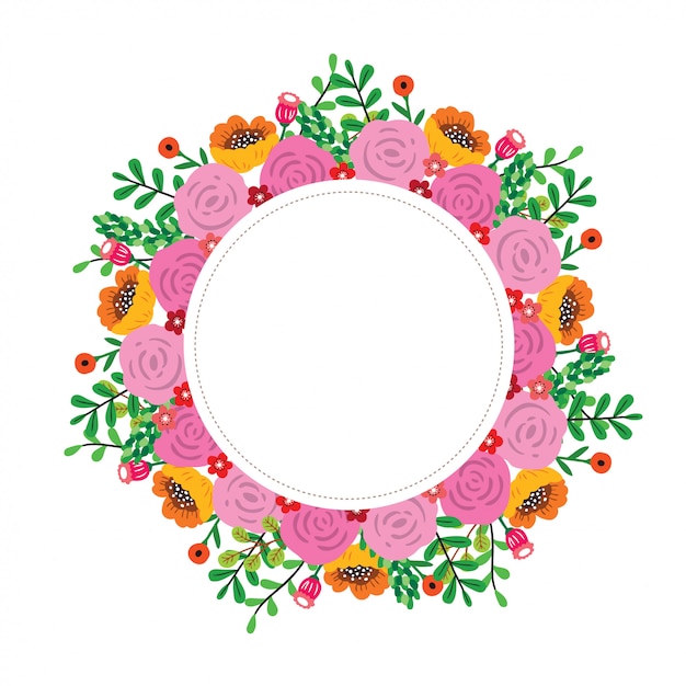Premium Vector | Sweet flora wreath frame vector. Premium Vector | Sweet flora wreath frame vector.