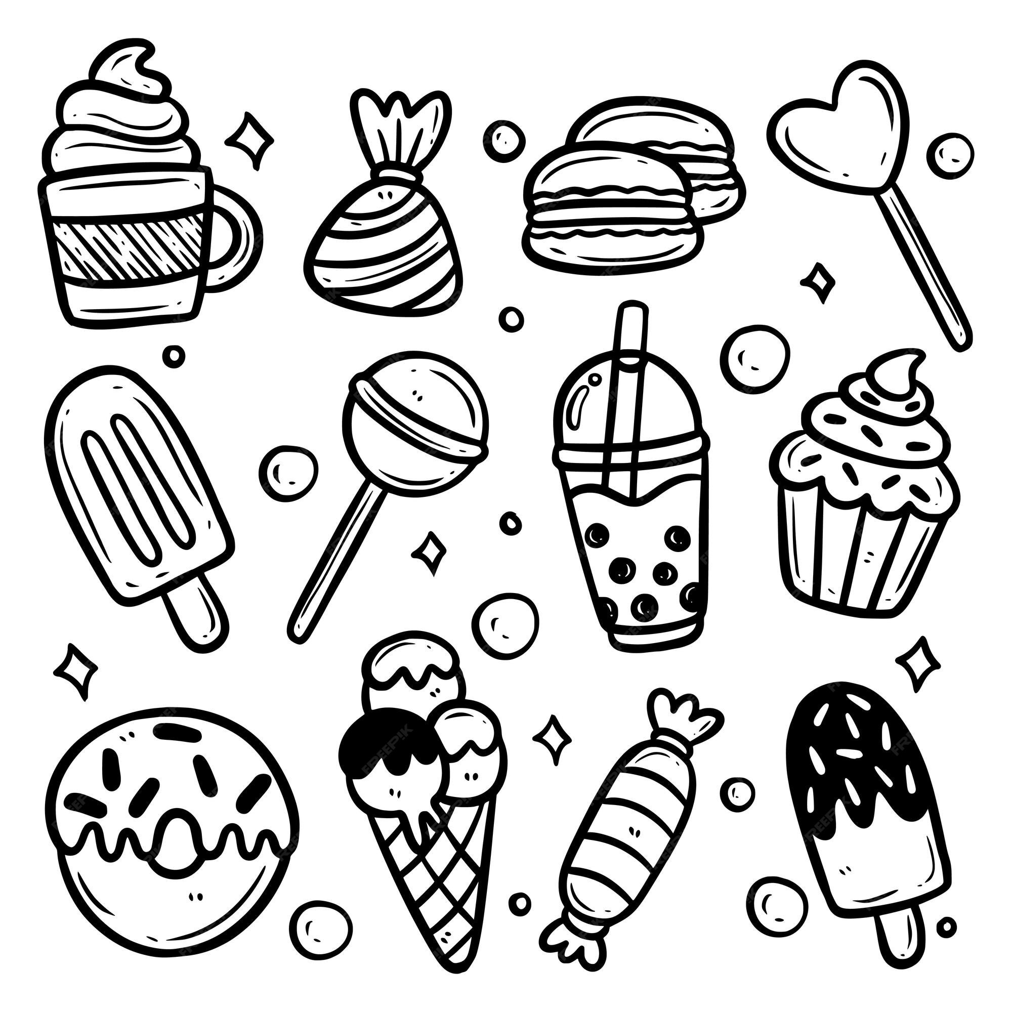 Premium Vector | Sweet foods doodle Premium Vector | Sweet foods doodle