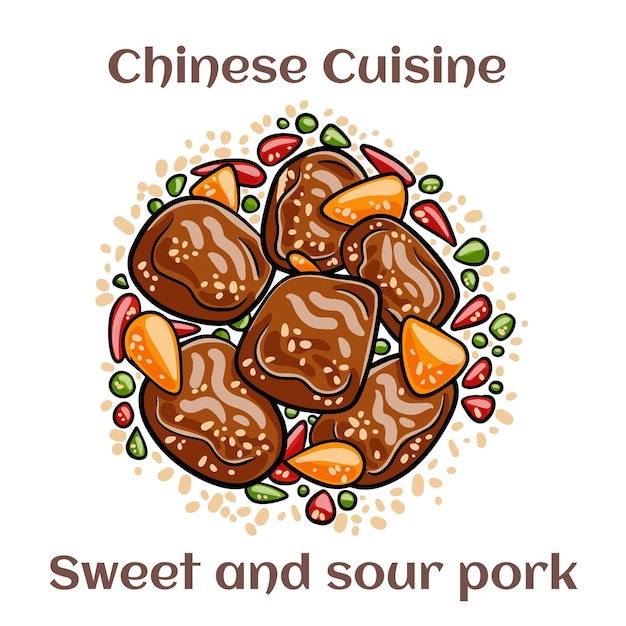 Premium Vector Sweet And Sour Pork Fried Pork With Sliced Carrots Green And Red Bell Peppers