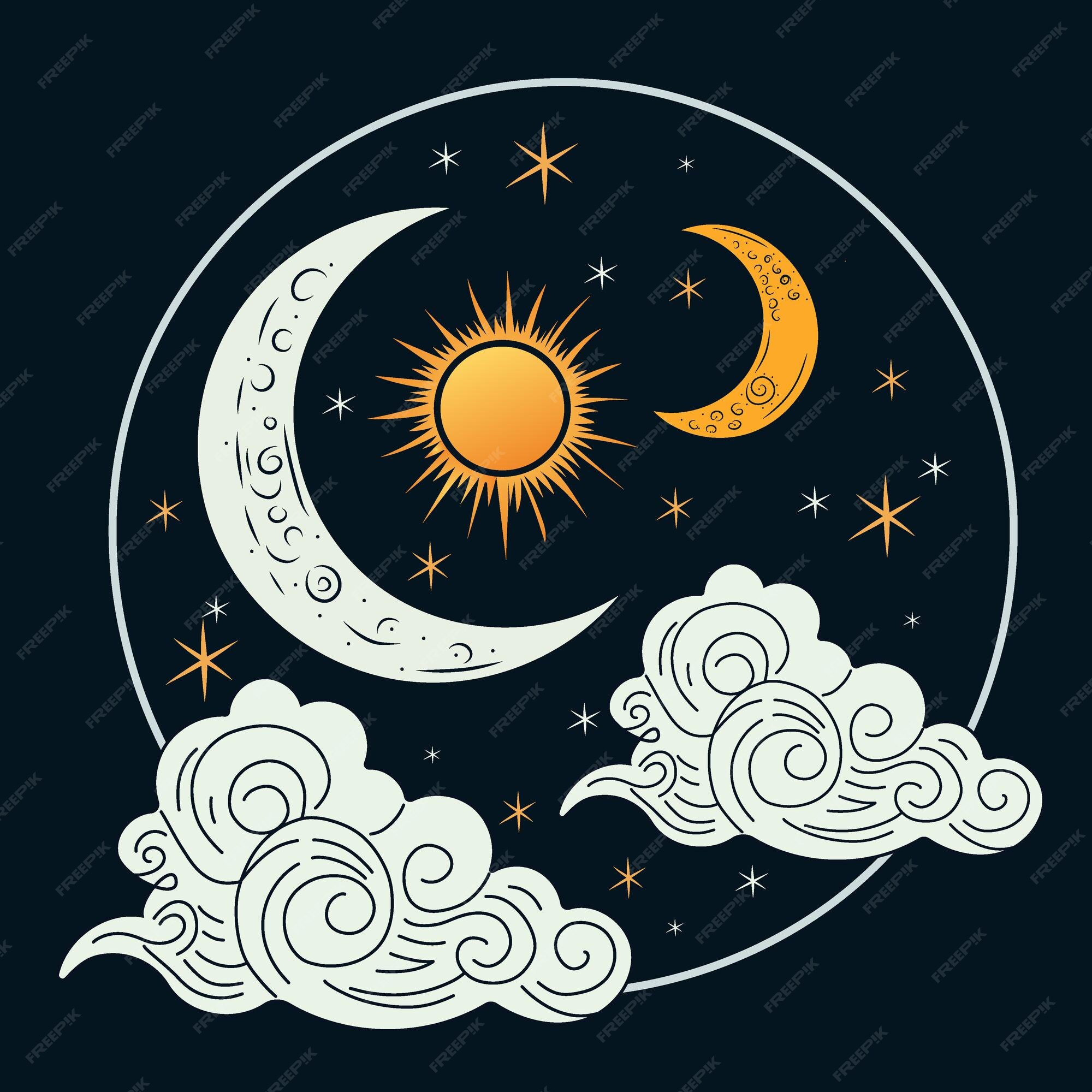 Premium Vector | Symbolic esoteric tarot illustration with golden sun ... Premium Vector | Symbolic esoteric tarot illustration with golden sun ...