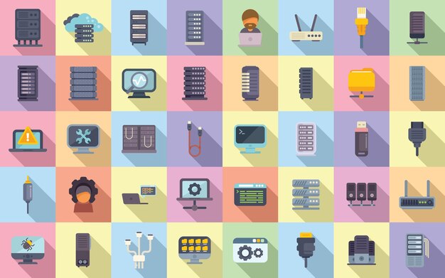 Premium Vector | System administrator icons set simple vector Server data Premium Vector | System administrator icons set simple vector Server data
