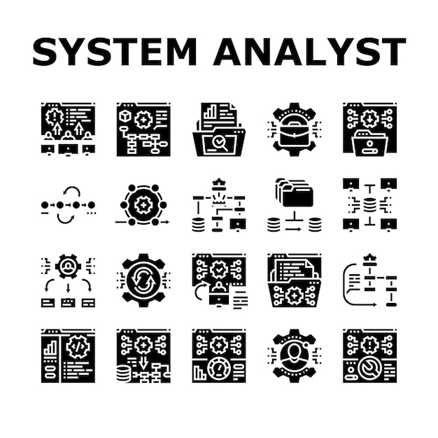 Premium Vector System Analyst Data Icons Set Vector Analysis Business