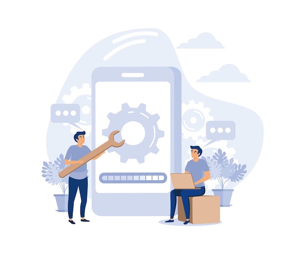 Premium Vector | System maintenance update program and application ... Premium Vector | System maintenance update program and application ...