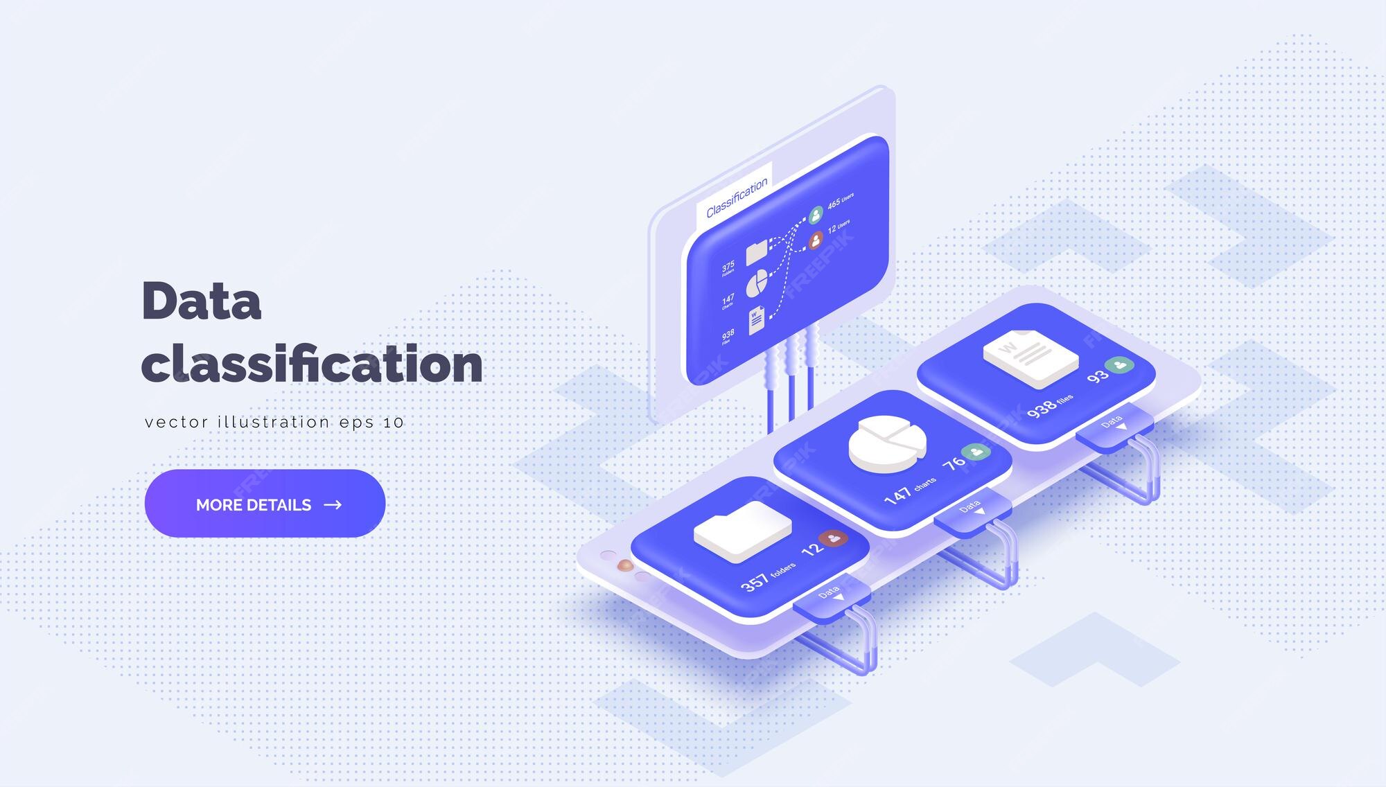 기업 데이터의 전자 분류 시스템 시스템 파일에 대한 데이터가 있는 모니터 파일 폴더 분류 보고서 그래프 벡터 일러스트 아이소메트릭 스타일 3d 프리미엄 벡터