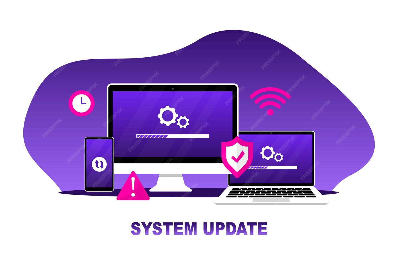 Premium Vector | System update system software update concept update process install new ...